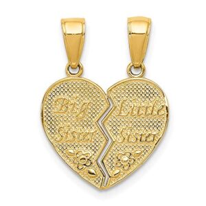 icecarats 14k yellow gold big sister little break apart necklace charm pendant