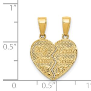 IceCarats 14K Yellow Gold Big Sister Little Break Apart Necklace Charm Pendant