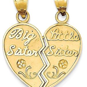 IceCarats 14K Yellow Gold Big Sister Little Break Apart Necklace Charm Pendant