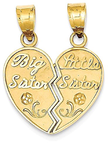 IceCarats 14K Yellow Gold Big Sister Little Break Apart Necklace Charm Pendant