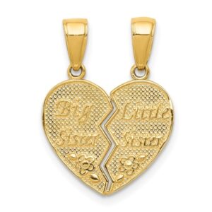 IceCarats 14K Yellow Gold Big Sister Little Break Apart Necklace Charm Pendant