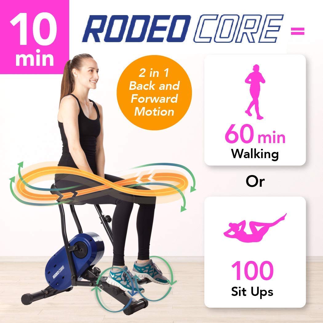 Daiwa Rodeo Core Compact Exercise Equipment For Home Workouts - Full Body Fitness Machine Targets Abs, Legs, & Butt (Blue)