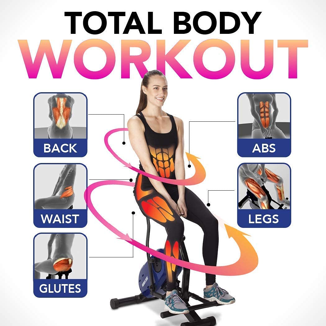 Daiwa Rodeo Core Compact Exercise Equipment For Home Workouts - Full Body Fitness Machine Targets Abs, Legs, & Butt (Blue)