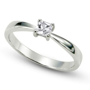 sz 5 sterling silver cubic zirconia solitaire 0.1 carat tw princess cut cz engagement ring