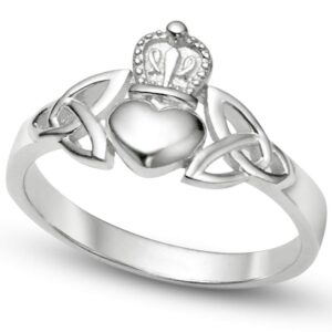 sz 8 sterling silver irish claddagh friendship and love band celtic ring w/trinity symbols