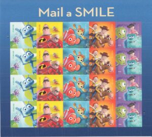 usps forever stamps disney pixar mail a smile - sheet of 20 stamps