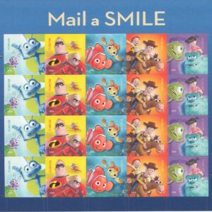 USPS Forever Stamps Disney Pixar Mail a Smile - Sheet of 20 Stamps