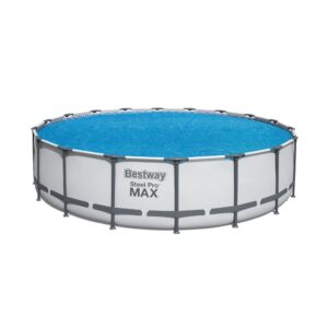 Bestway Flowclear 18 Foot Round Solar Heat Secure Pool Cover for Above Ground Swimming Pools with Storage Bag, Blue (Cover Only)