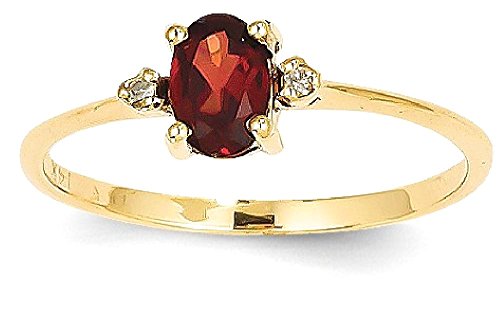 IceCarats 14K Yellow Gold Diamond Red Garnet Ring April January Birthstone Jewelry Size 6