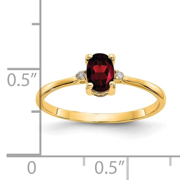 IceCarats 14K Yellow Gold Diamond Red Garnet Ring April January Birthstone Jewelry Size 6