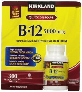 kirkland signature quick dissolve b-12 5000 mcg, 300 tablets