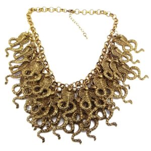 wiipujewelry chunky new ladies metal multi layered cluster cobra snake choker necklace(wiipu-g63)