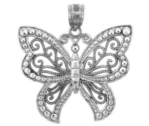 claddagh gold fine 925 sterling silver filigree butterfly charm pendant