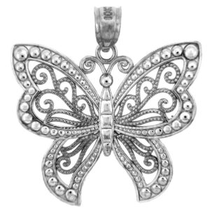 Claddagh Gold Fine 925 Sterling Silver Filigree Butterfly Charm Pendant