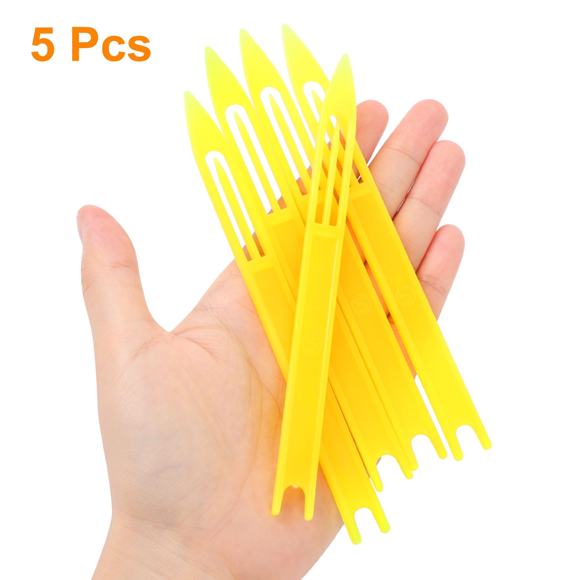 uxcell 5 Pcs Fishing Netting Needle Shuttles Kit Net Repair Needle Fishing Line Equipment Tool Plastic Cast Net Mending Sewing Needle Size:5# Yellow