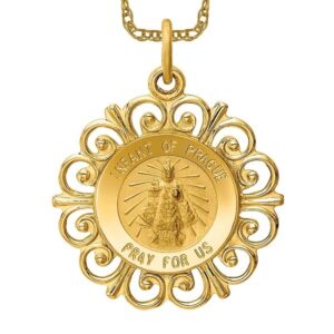 icecarats 14k yellow gold infant of prague medal necklace charm pendant only