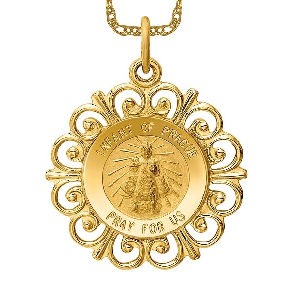 IceCarats 14K Yellow Gold Infant of Prague Medal Necklace Charm Pendant Only