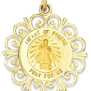 IceCarats 14K Yellow Gold Infant of Prague Medal Necklace Charm Pendant Only