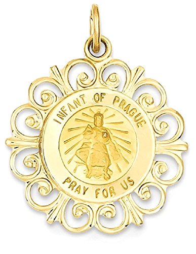 IceCarats 14K Yellow Gold Infant of Prague Medal Necklace Charm Pendant Only