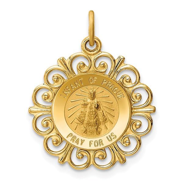 IceCarats 14K Yellow Gold Infant of Prague Medal Necklace Charm Pendant Only