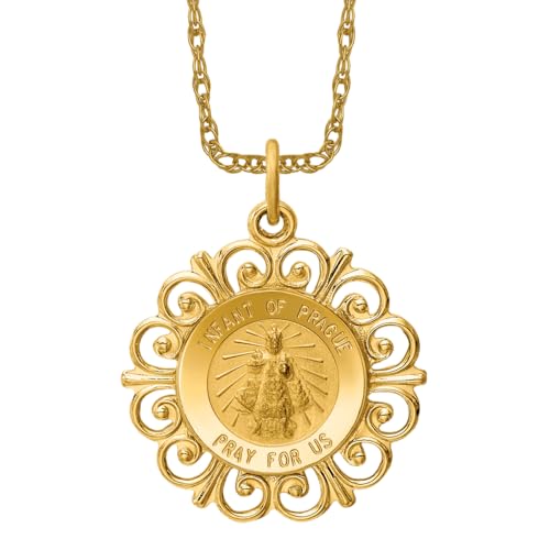 IceCarats 14K Yellow Gold Infant of Prague Medal Necklace Charm Pendant Only