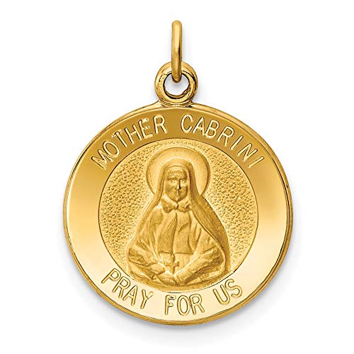 IceCarats 14K Yellow Gold Mother Cabrini Medal Necklace Charm Pendant Only