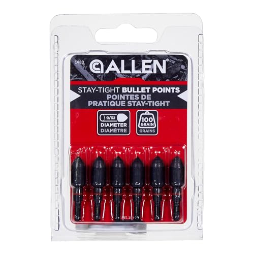 Allen Company Stay-Tight Archery Bullet Points for Target Practice (Pack of 6), 9/32", 100 grain