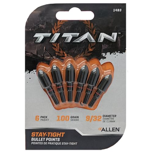 Allen Company Stay-Tight Archery Bullet Points for Target Practice (Pack of 6), 9/32", 100 grain