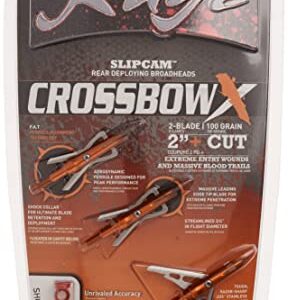 RAGE Crossbow X, 2-Blade Archery Arrow Broadhead, 100 or 125 Grain with Shock Collar Technology (3-Pack)