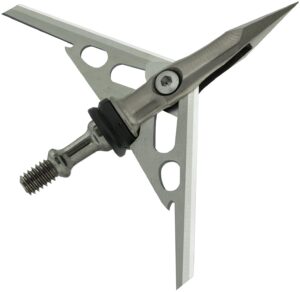 rage hypodermic 2-blade 100 grain broadhead with exclusive hybrid tip, one piece stainless steel ferrule, shock collar technology, .035” stainless steel blades and a 2”+ expandable cut - 3 pack