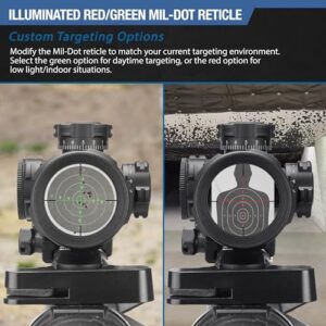 Barska Compact Rifle Scope Red/Green Illuminated Mil-Dot Reticle with Cantilever Rings - 4x32