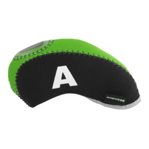 Andux Number Print Golf Iron Club Head Covers with Transparent Window 10pcs/Set Black/lime green