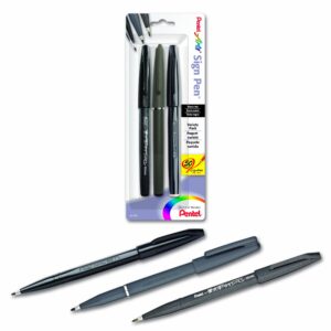 pentel arts sign pen assorted styles 3-pk