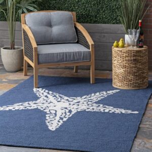 nuloom hand hooked marine indoor/ outdoor area rug, 8x10, navy