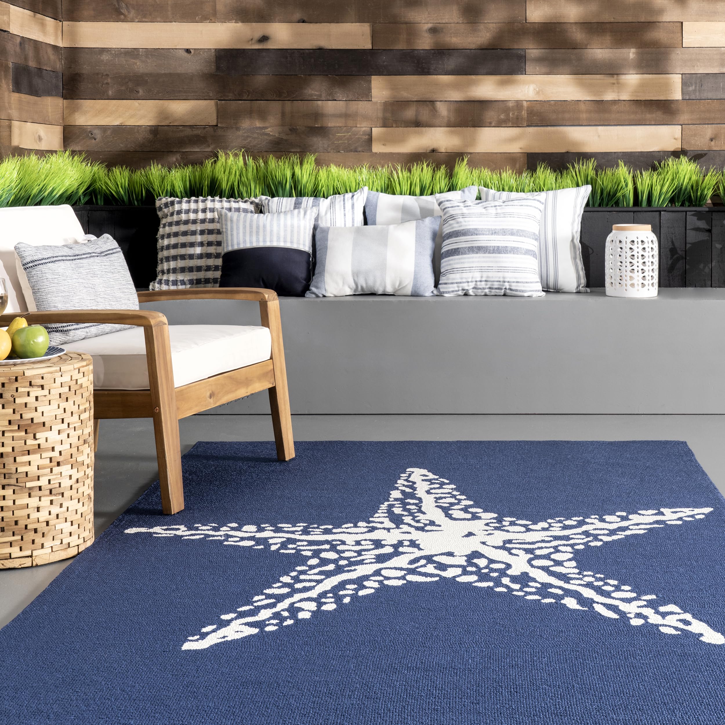 nuLOOM Hand Hooked Marine Indoor/ Outdoor Area Rug, 8x10, Navy