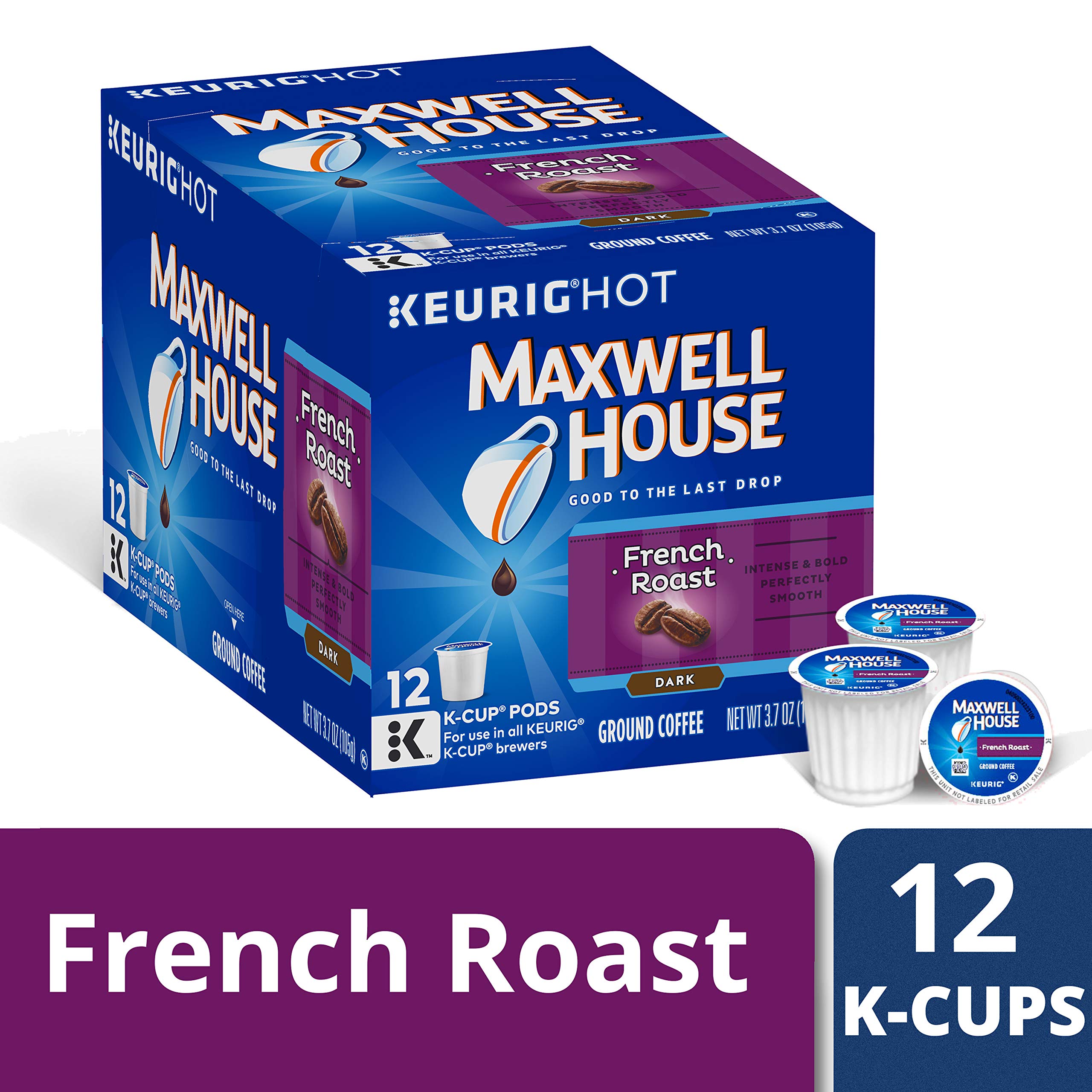 Maxwell House French Roast Coffee K-Cup Pods, 12 count (Pack of 1)