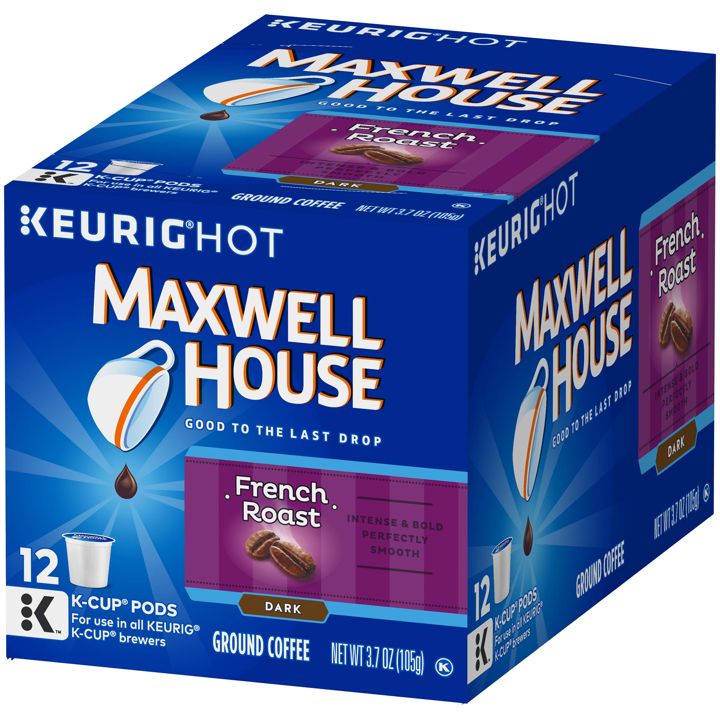 Maxwell House French Roast Coffee K-Cup Pods, 12 count (Pack of 1)