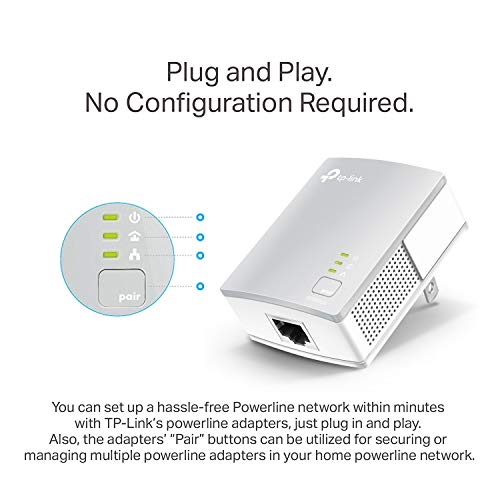 TP-Link AV600 Powerline Ethernet Adapter - Plug&Play, Power Saving, Nano Powerline Adapter, Expand Home Network with Stable Connections (TL-PA4010 KIT)