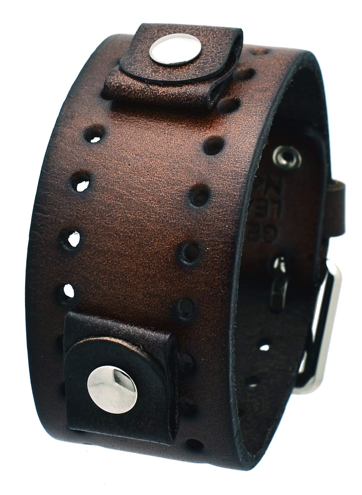 Nemesis BN-BB Dark Brown Wide Leather Cuff Wrist Watch Band