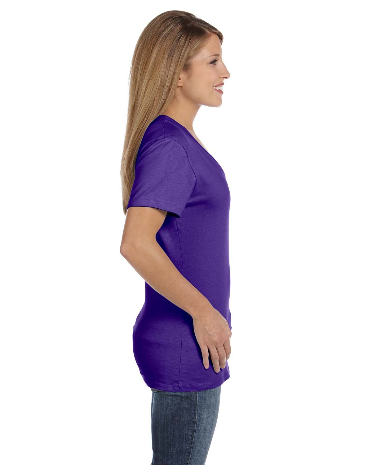 Hanes Women's Nano V-Neck T-Shirt XXL Purple