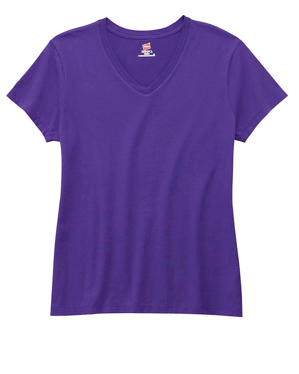 Hanes Women's Nano V-Neck T-Shirt XXL Purple