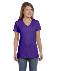 hanes women's nano- v-neck t-shirt purple x-large