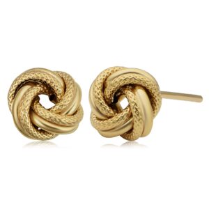 kooljewelry 10k yellow gold textured love knot stud earrings