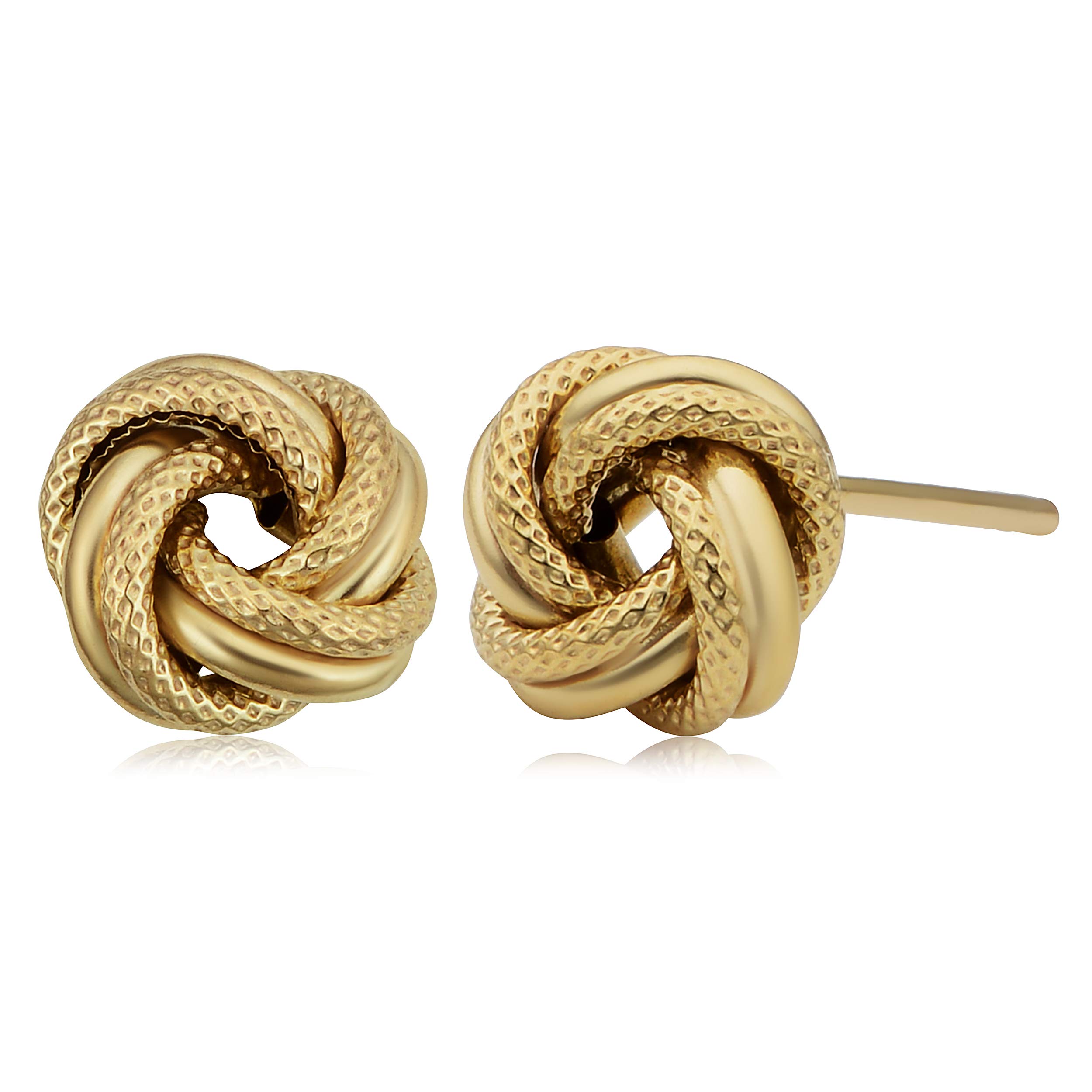 Kooljewelry 10k Yellow Gold Textured Love Knot Stud Earrings