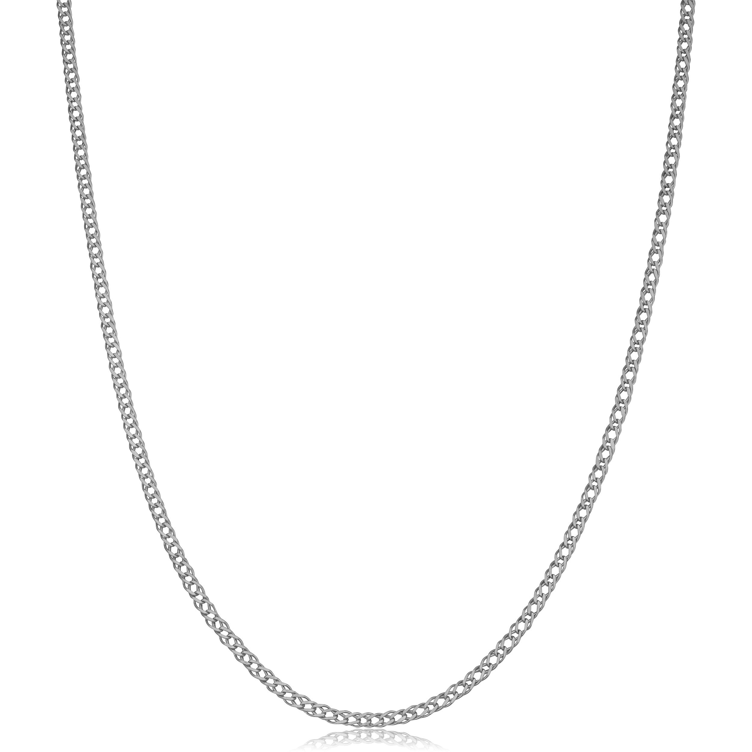 Kooljewelry 14k White Gold Diamond Weave Chain Necklace (2 mm, 18 inch)