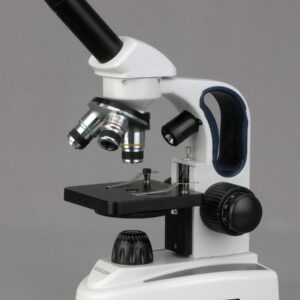 AmScope M158C-2L-PB10-WM Cordless Compound Monocular Microscope, WF10x and WF25x Eyepieces, 40x-1000x Magnification, Upper and Lower LED Illumination with Rheostat, Brightfield, Single-Lens Condenser, Coaxial Coarse and Fine Focus, Plain Stage, 110V or Ba