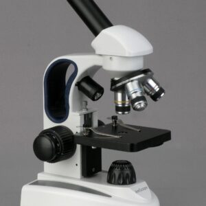 AmScope M158C-2L-PB10-WM Cordless Compound Monocular Microscope, WF10x and WF25x Eyepieces, 40x-1000x Magnification, Upper and Lower LED Illumination with Rheostat, Brightfield, Single-Lens Condenser, Coaxial Coarse and Fine Focus, Plain Stage, 110V or Ba