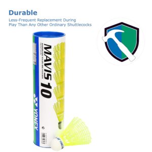 YONEX Mavis 10 Badminton Shuttlecocks - Tube of 6, Colour- Yellow, one Size, K-REY-YX10Y