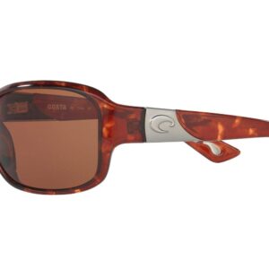 Costa Del Mar Womens Inlet Rectangular Sunglasses, Tortoise/Copper Polarized-580P, 58 mm