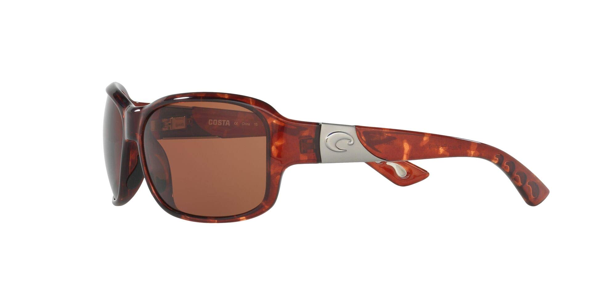 Costa Del Mar Womens Inlet Rectangular Sunglasses, Tortoise/Copper Polarized-580P, 58 mm